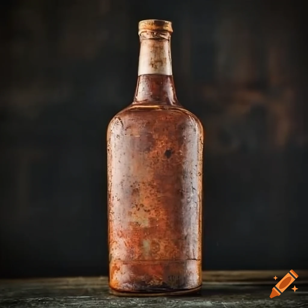 Old rusty whiskey bottle on Craiyon