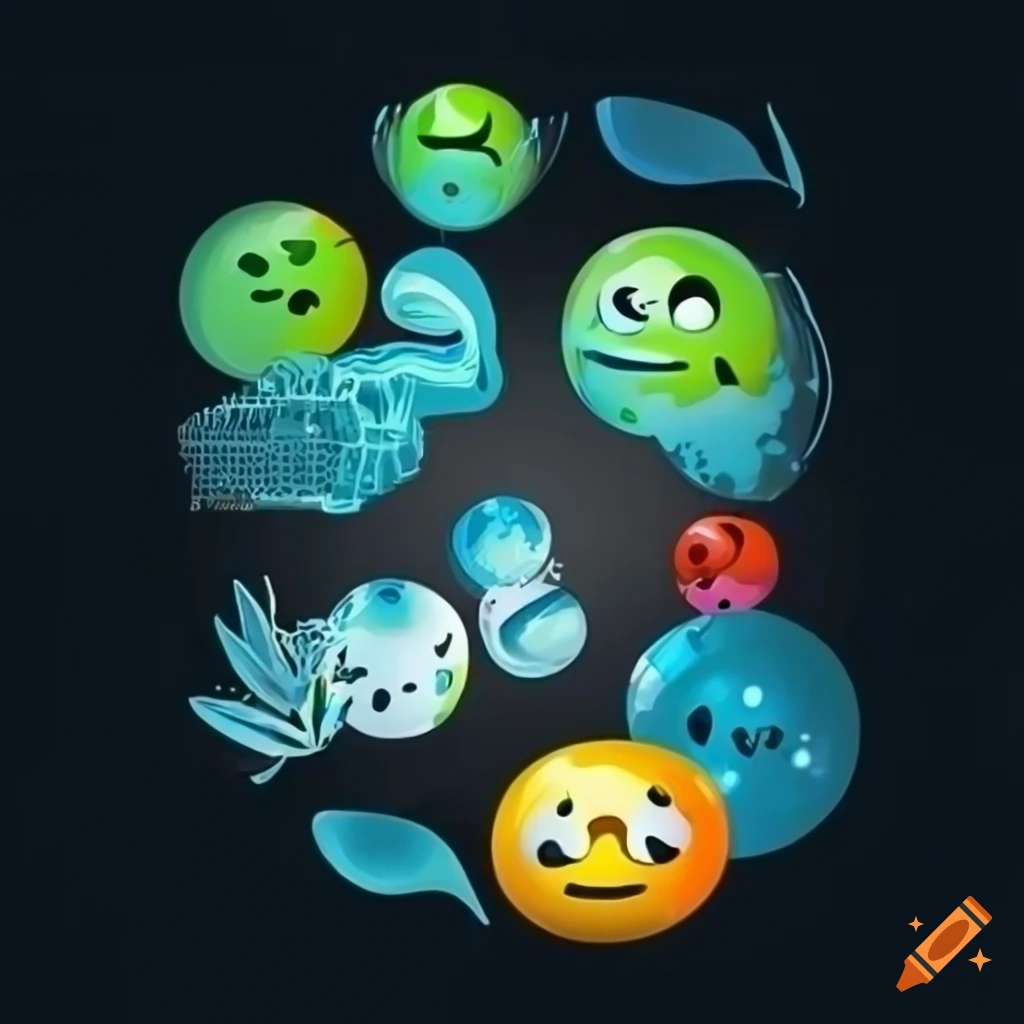 Group of fifteen translucent flat style emoticon stickers overlayed ...