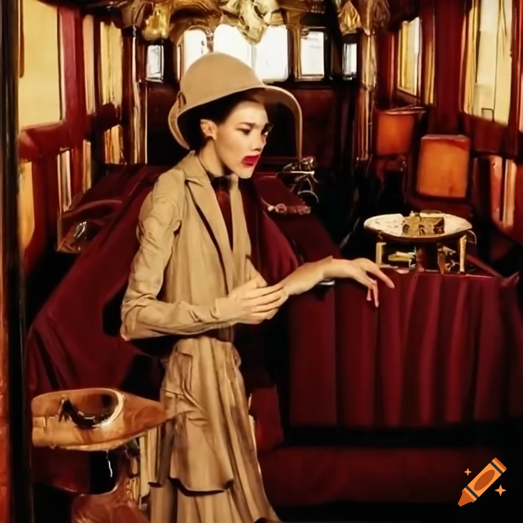 Interior of a 1940s western train car on Craiyon