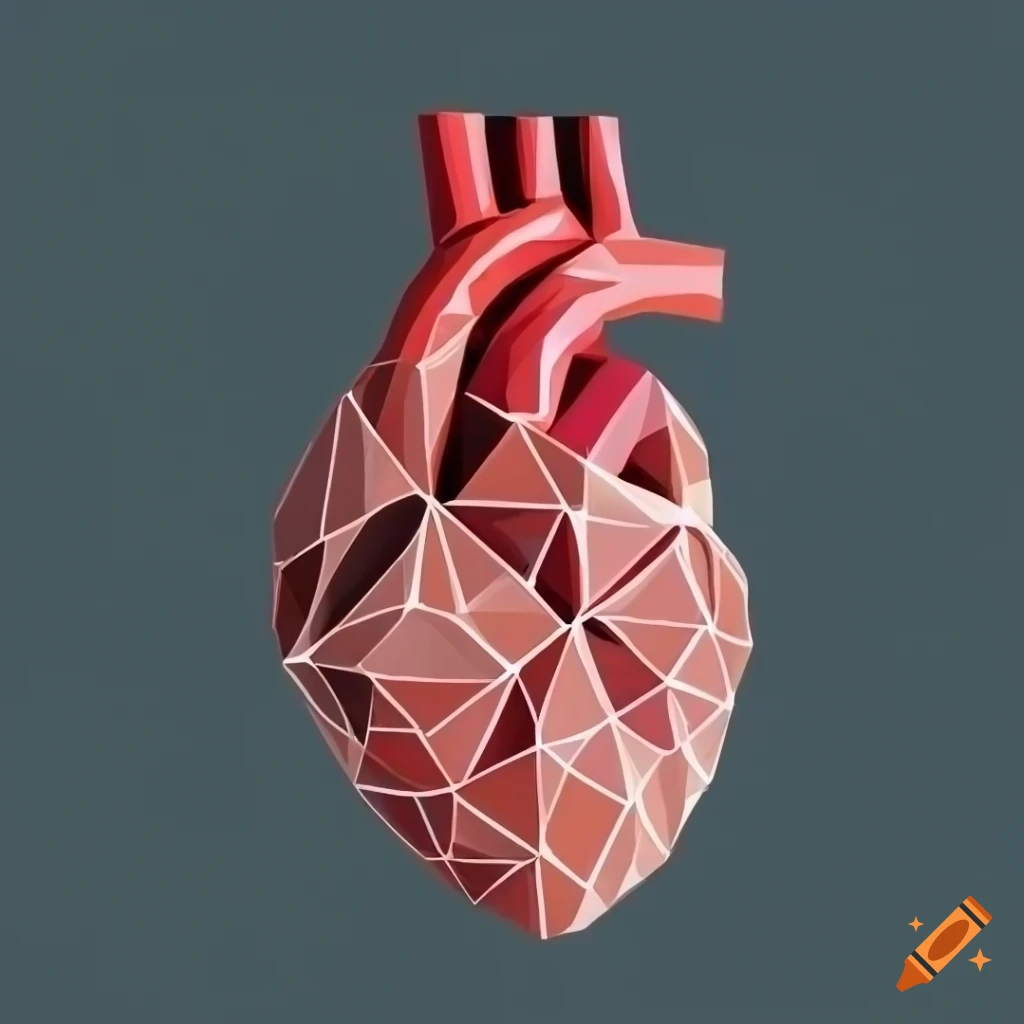 Low poly anatomical heart in minimalistic style on Craiyon