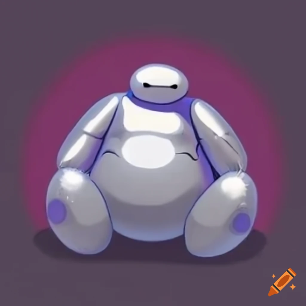 Overweight baymax in a zen pose in a futuristic city alley on Craiyon