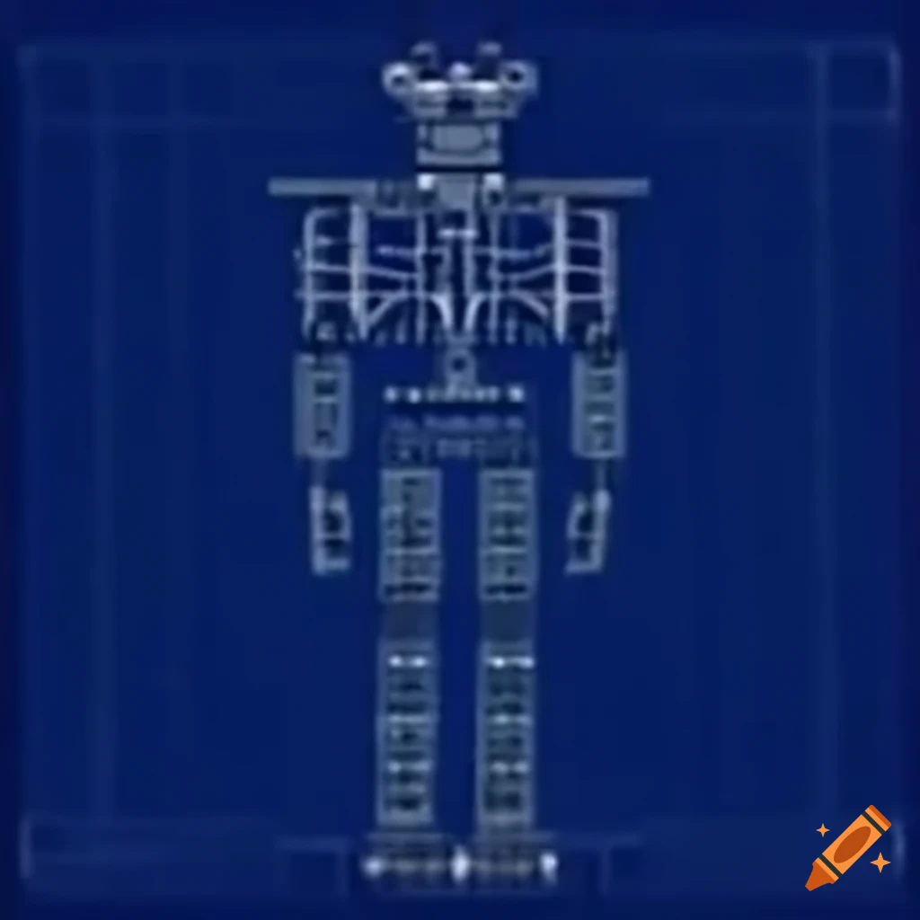 Fnaf endoskeleton full body blueprint in vhs 1980s footage on Craiyon