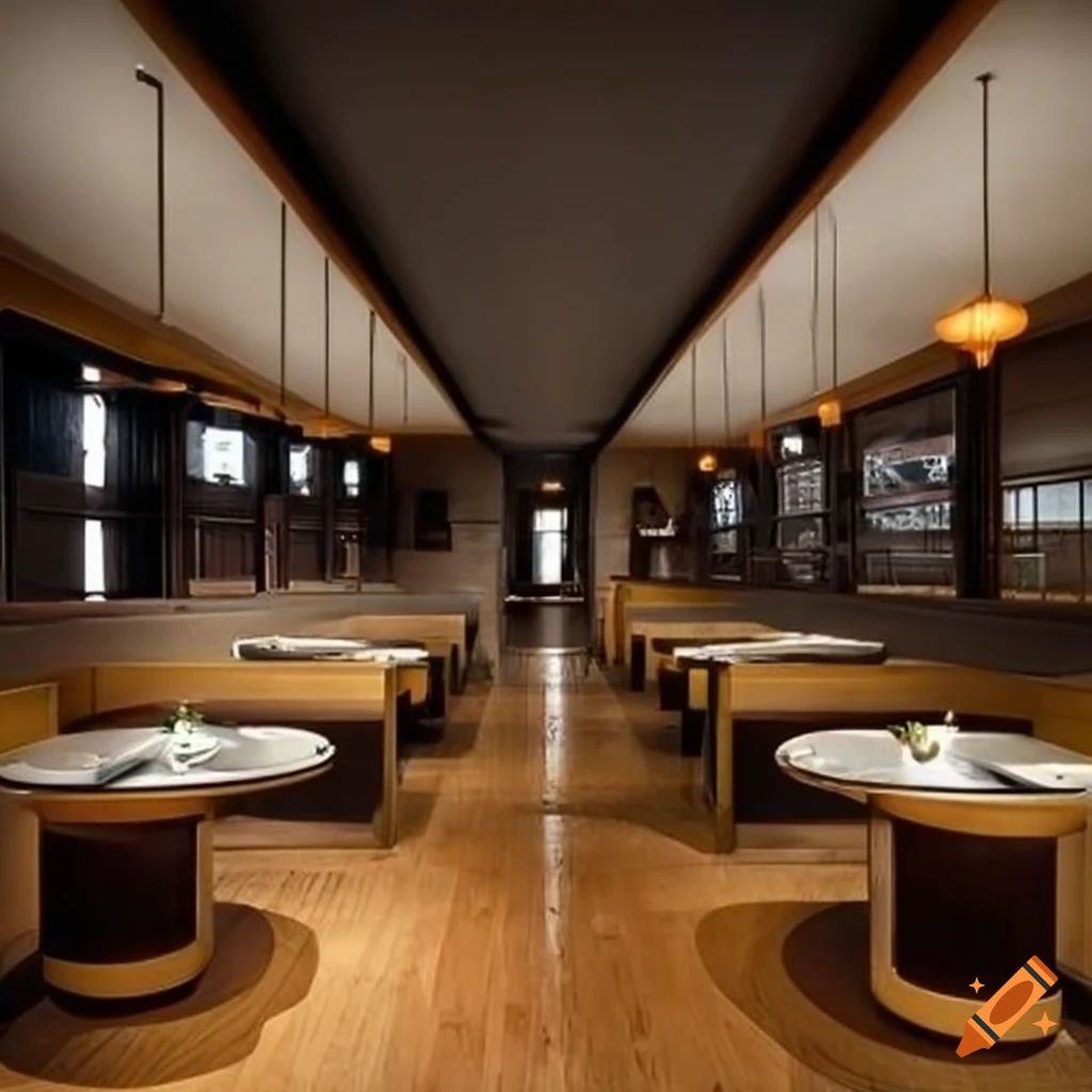 Large and modern cafeteria interior on Craiyon