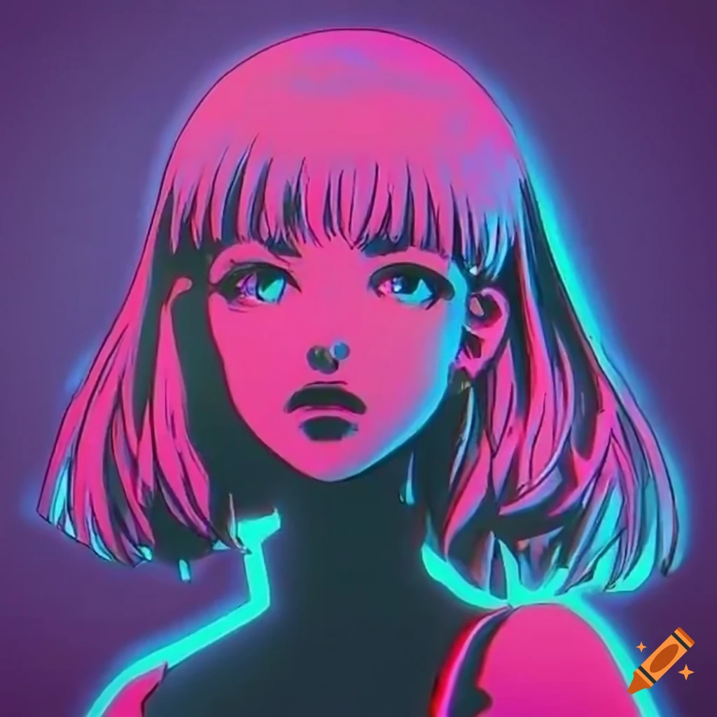 Vaporwave anime woman on Craiyon