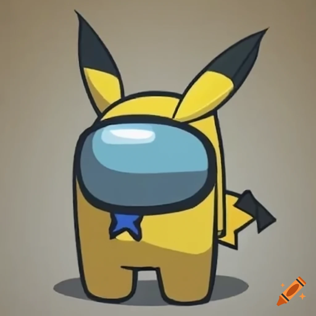Pikachu with among us character on Craiyon