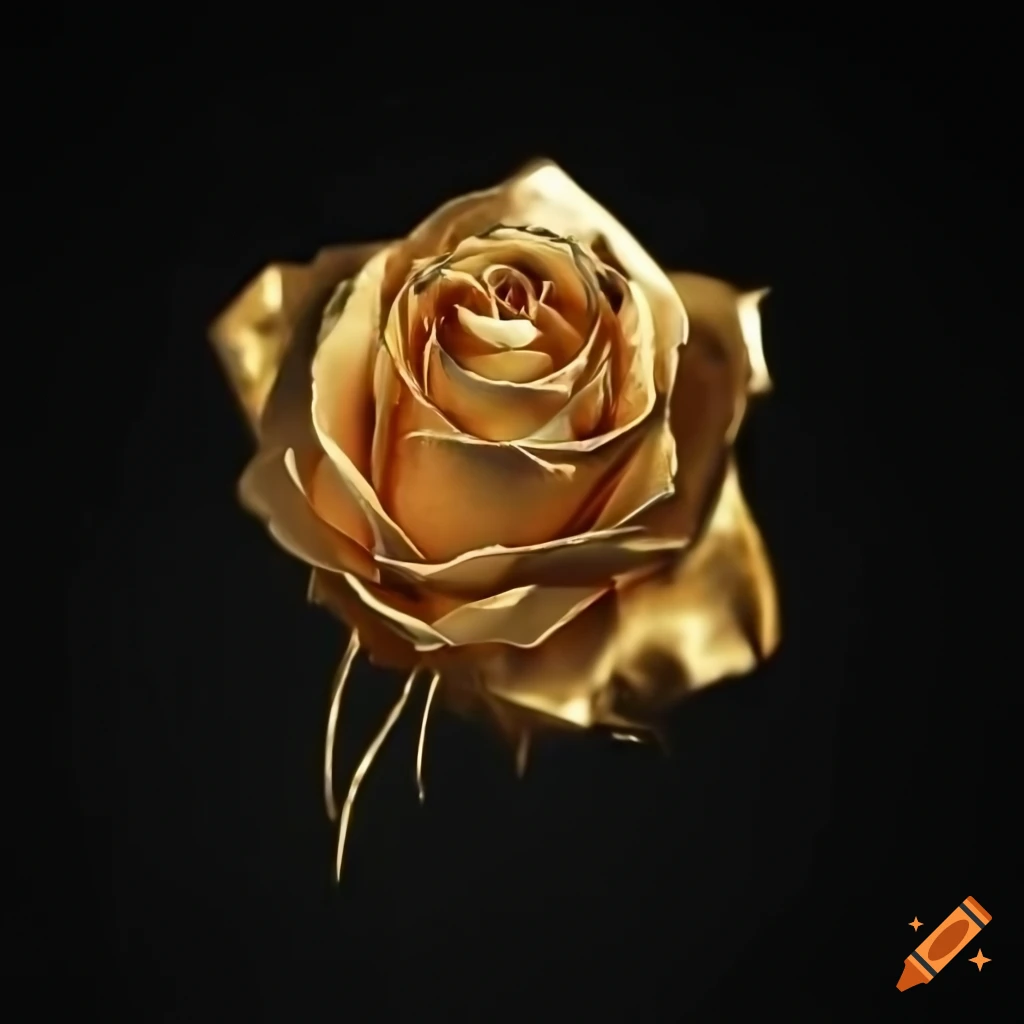 Gold foil rose flower on Craiyon