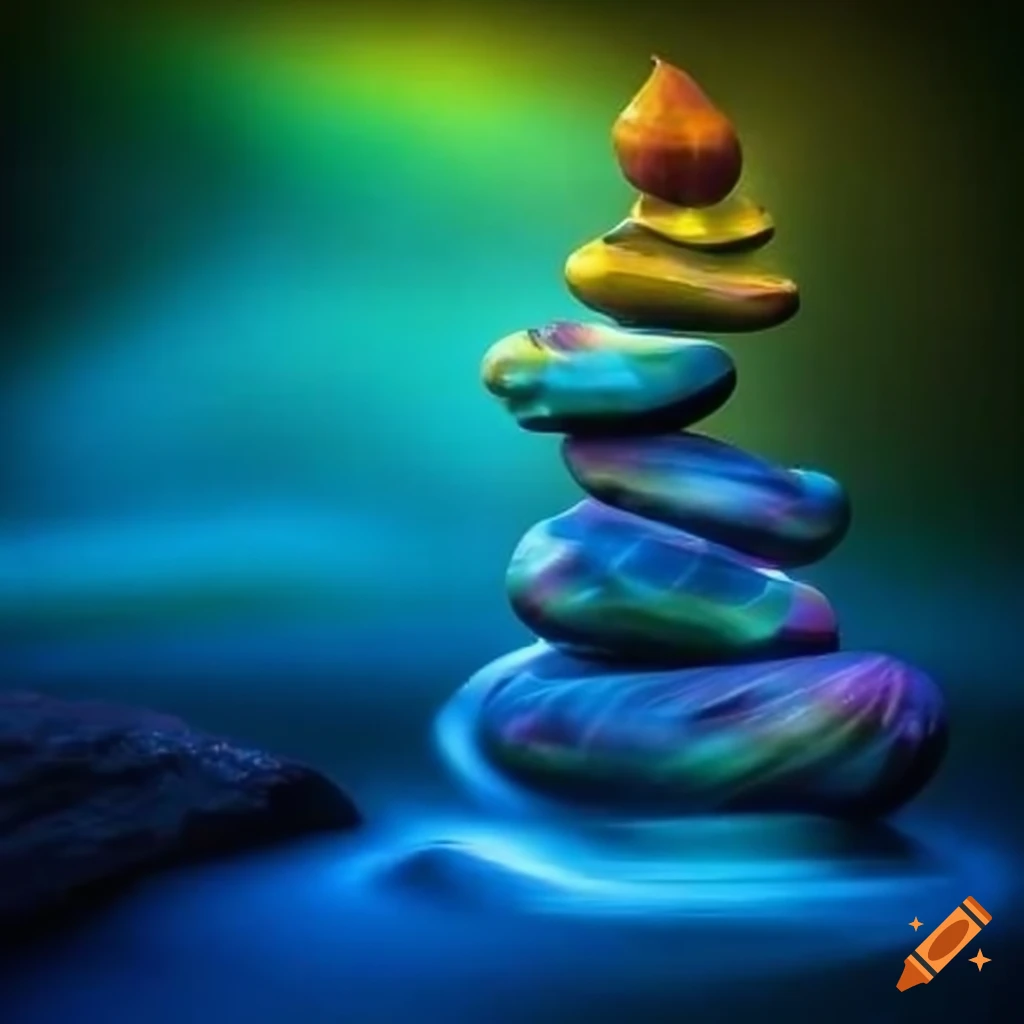 Stack of floating gems in a colorful mist on Craiyon