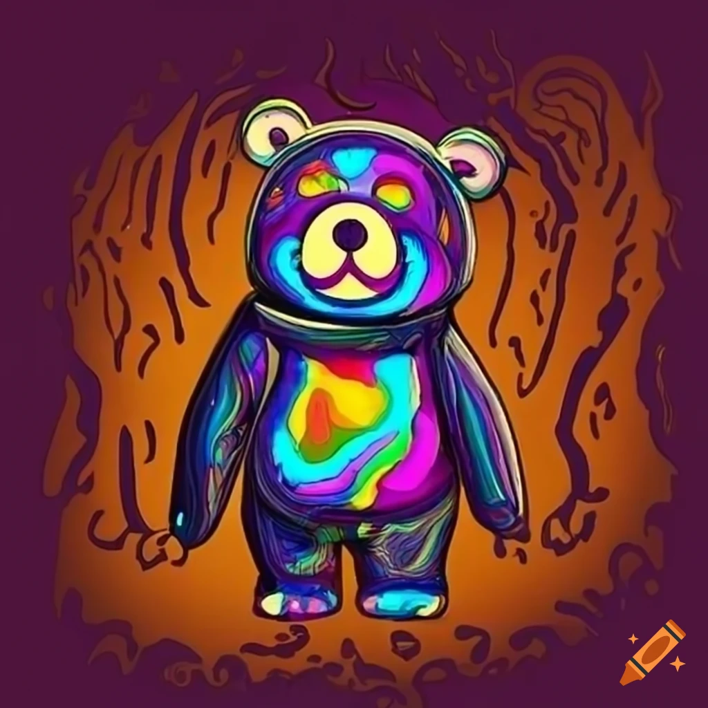 Trippy cartoon bear on Craiyon
