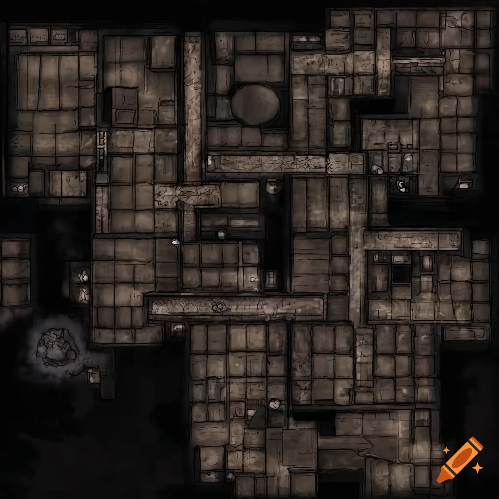Top-down view of highly detailed Bloodborne-inspired virtual TTRPG map ...