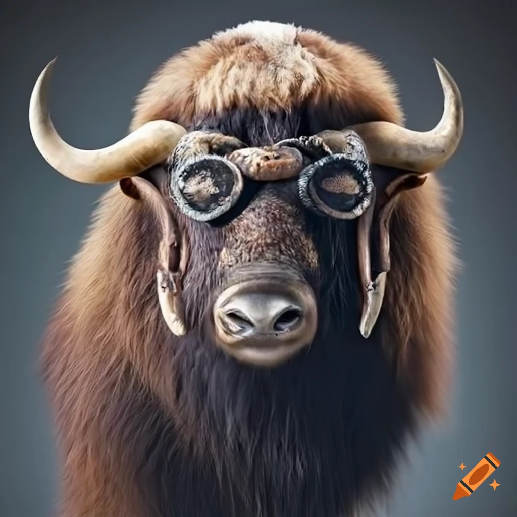 Musk ox wearing an eye mask on Craiyon