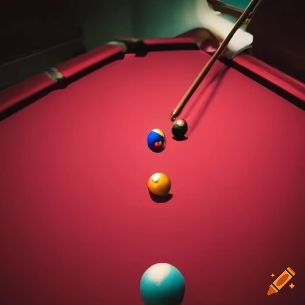 Red pool table seen from above on Craiyon