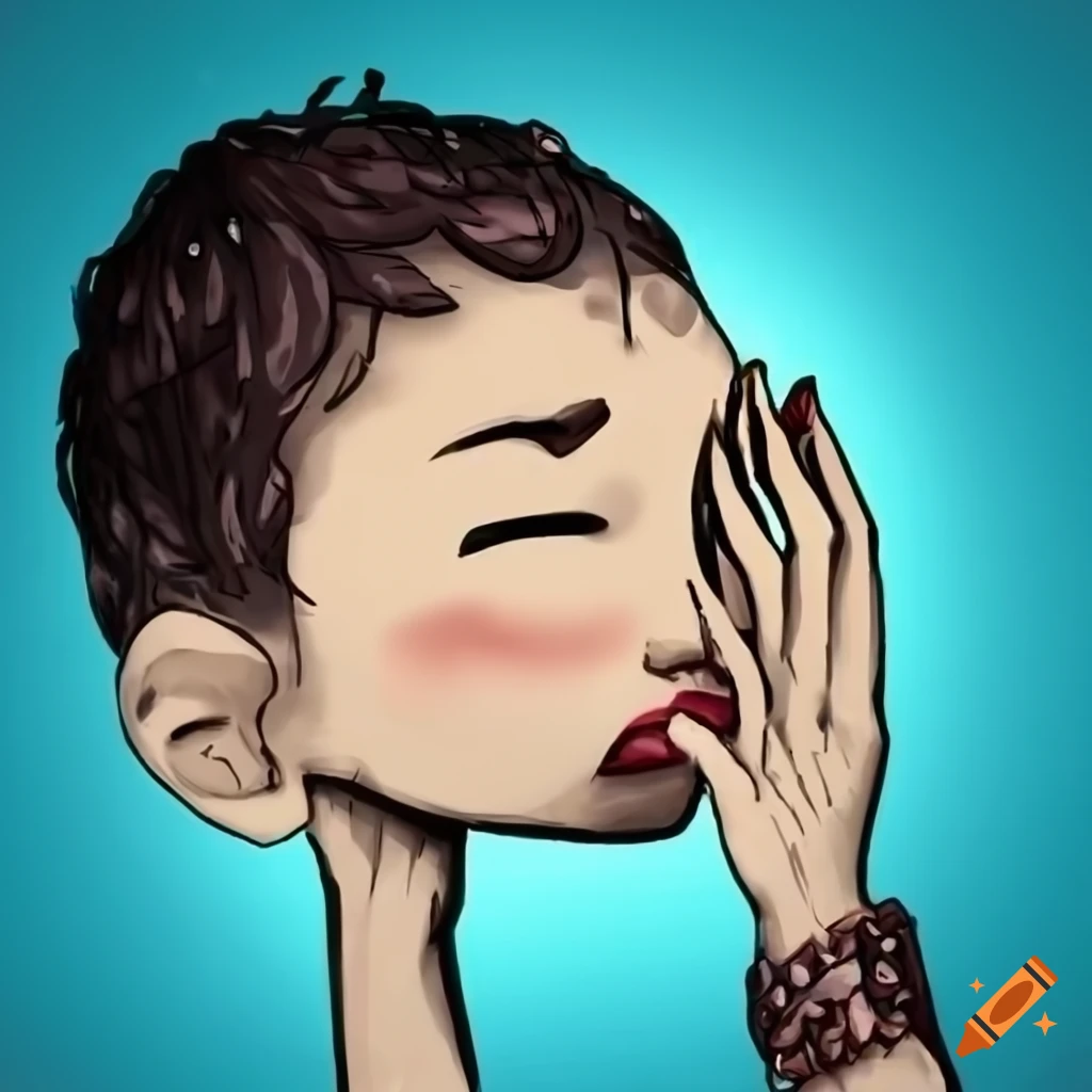 Cartoon character sobbing with tears streaming down face on Craiyon