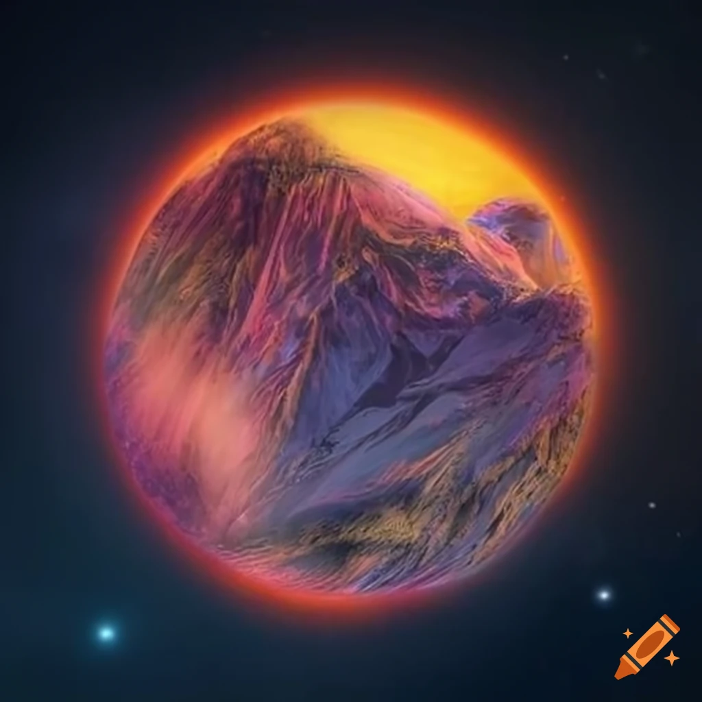 Psychedelic mountain on an alien planet on Craiyon