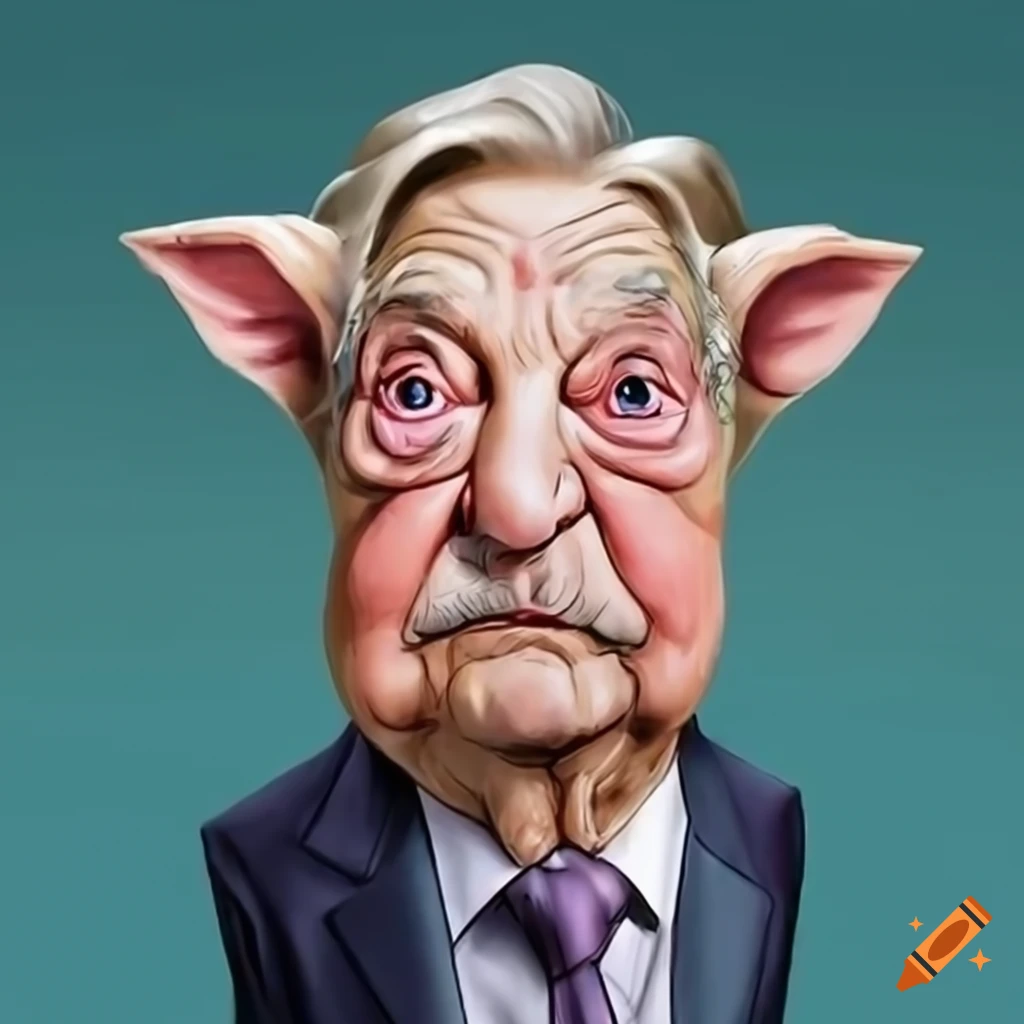 Soros caricature as a pig-headed figure on Craiyon