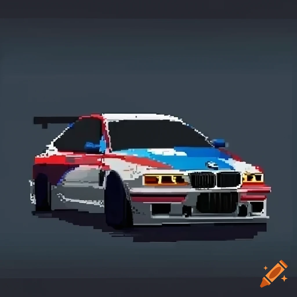Bmw m3 gtr from need for speed: most wanted in pixel art style on Craiyon