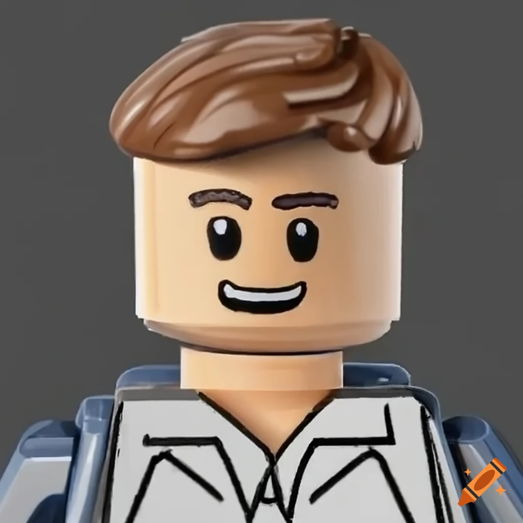 Lego man with short brown hair on Craiyon