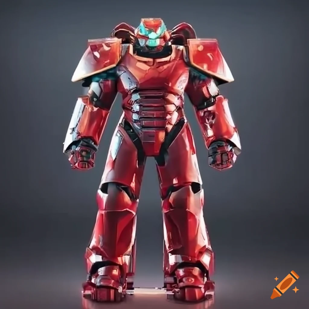 Red crystal power armor with jet pack turbines on Craiyon