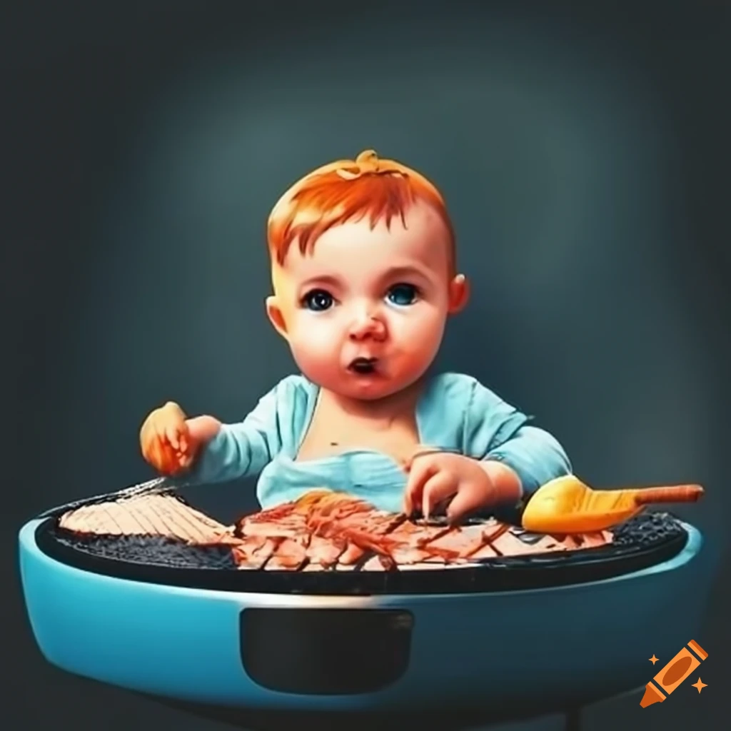Baby boy grilling on Craiyon