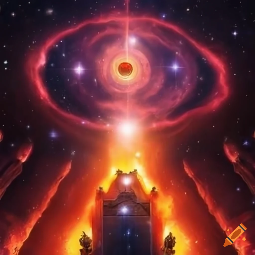 Twin columns of celestial fire from the heavens symbolizing Divine ...