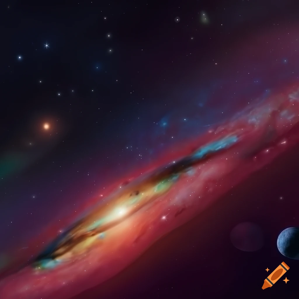 Colorful distant galaxy with Earth-like and Mars-like planets on Craiyon