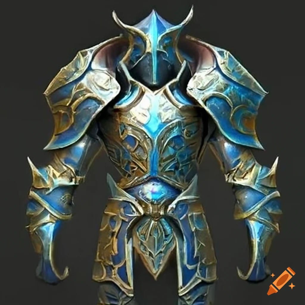 Front view of exalted magic armor on Craiyon