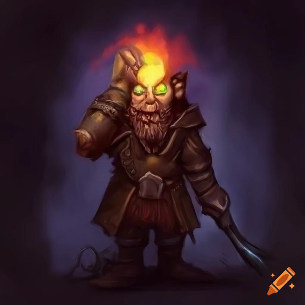 Fantasy art of a male deep gnome warlock hexblade with a glowing dagger ...