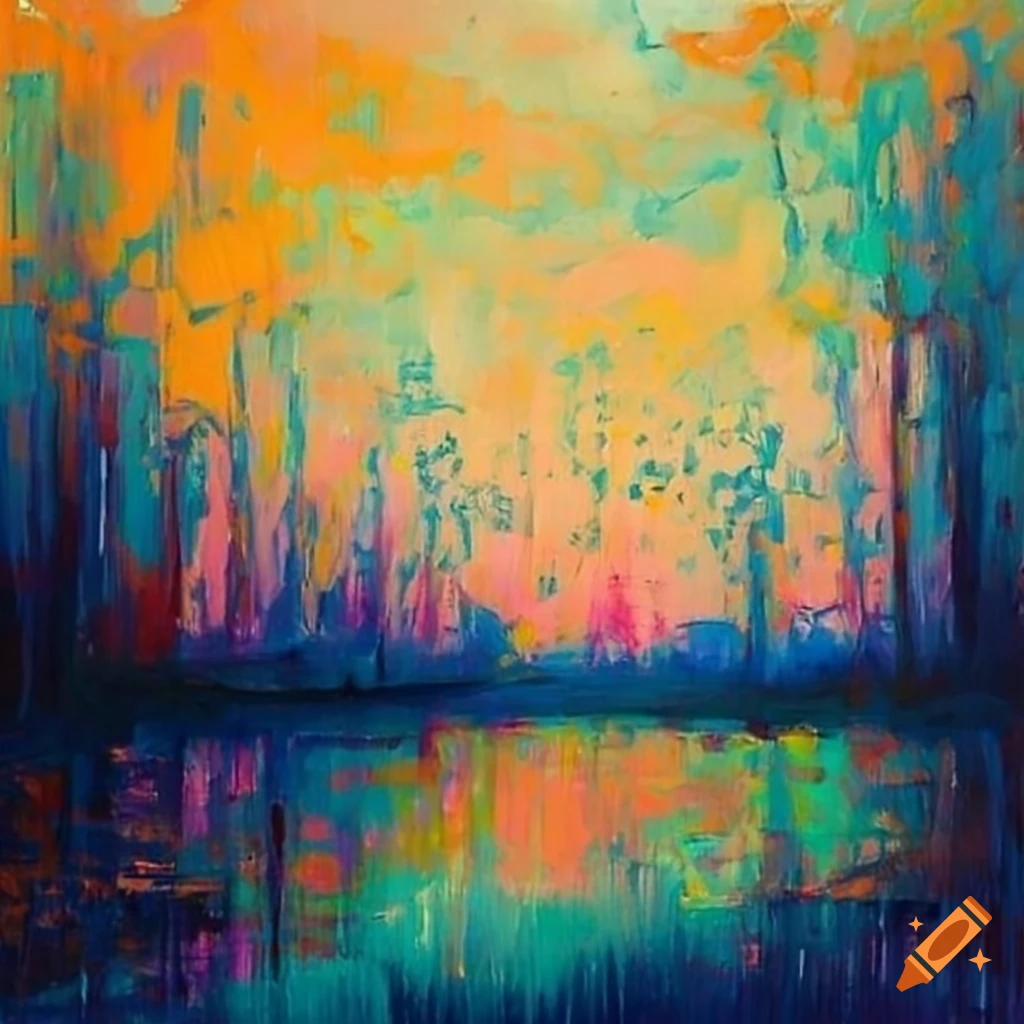 Abstract impressionist landscape painting on Craiyon