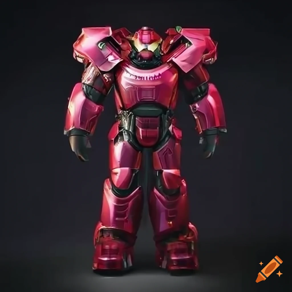 Red crystal power armor with jet pack turbines on Craiyon