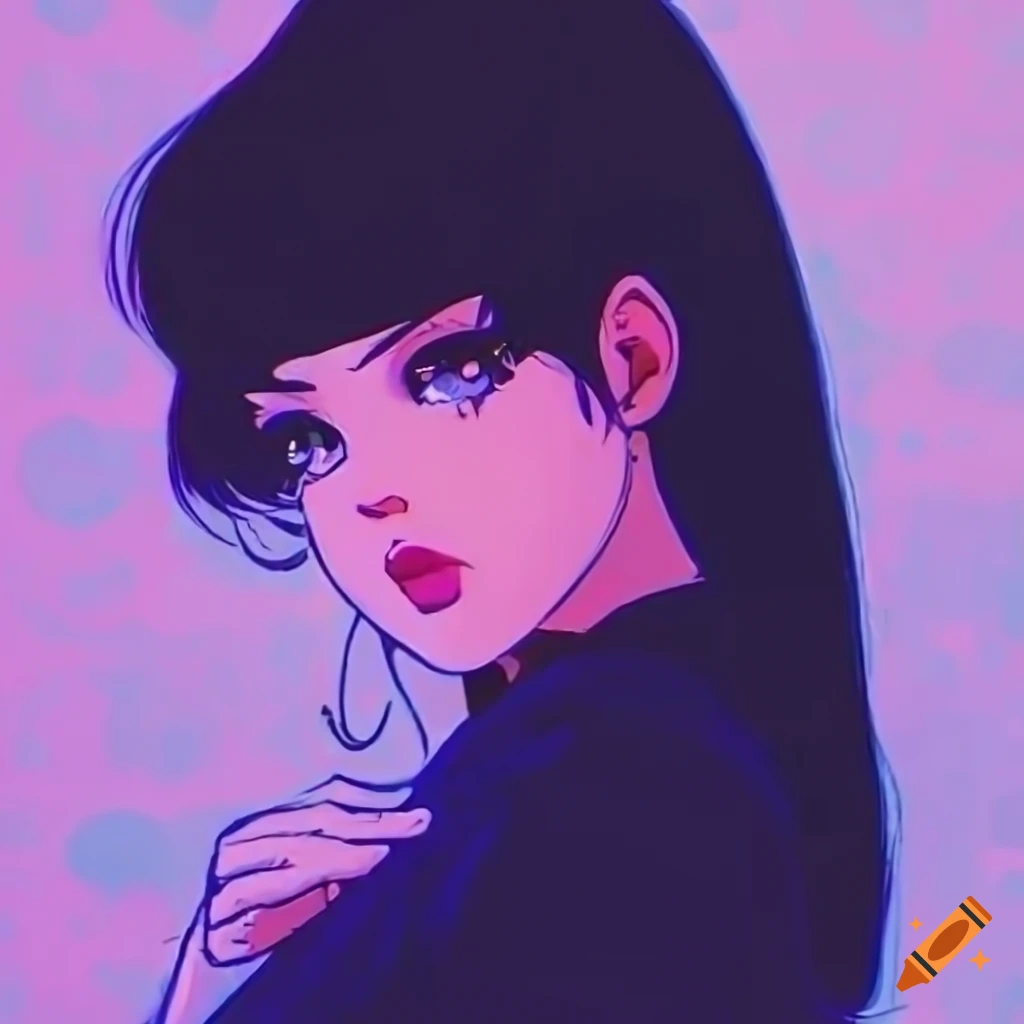 Woman with retro anime aesthetic style on Craiyon