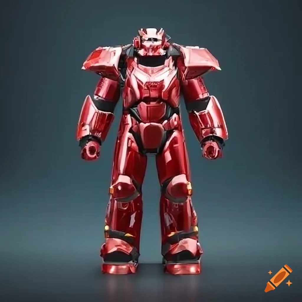 Red crystal power armor with jet pack turbines on Craiyon