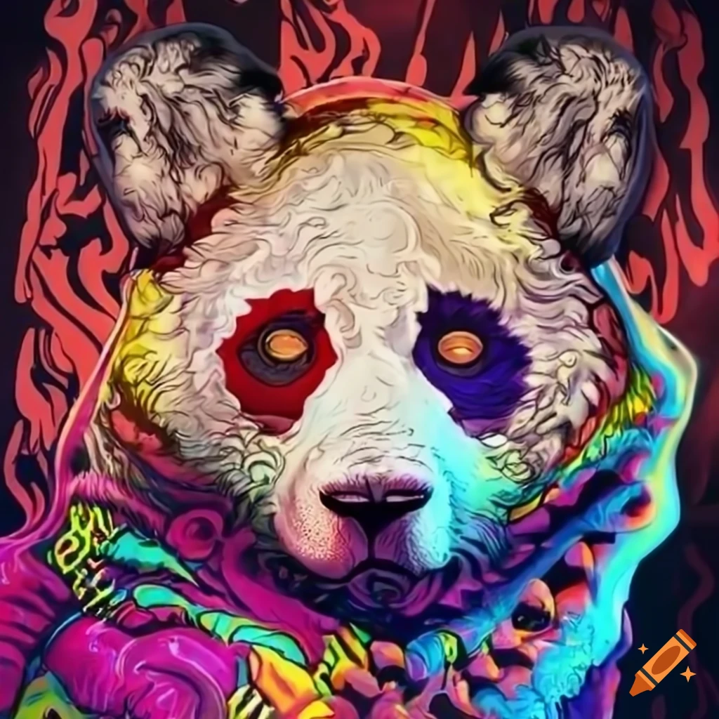 Astro psychedelic gangster panda on Craiyon