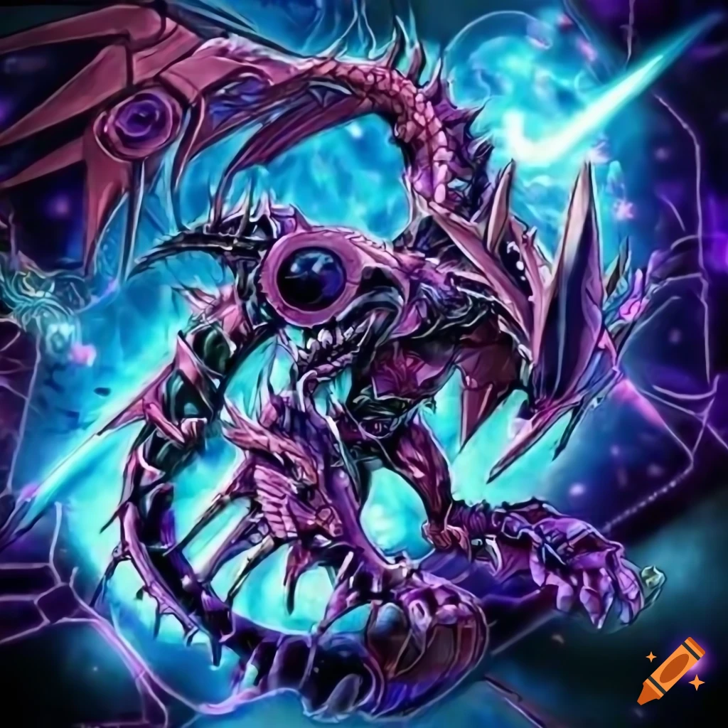 Summoned Skull Meteor Dragon in Yugioh card art style on Craiyon