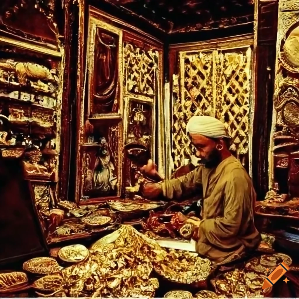 Islamic artwork in a gold shop on Craiyon