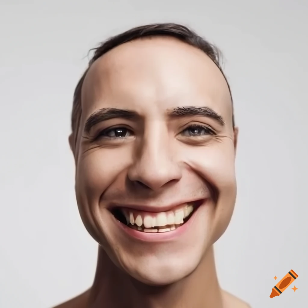 Smiling man in humanoid form on light gray background on Craiyon