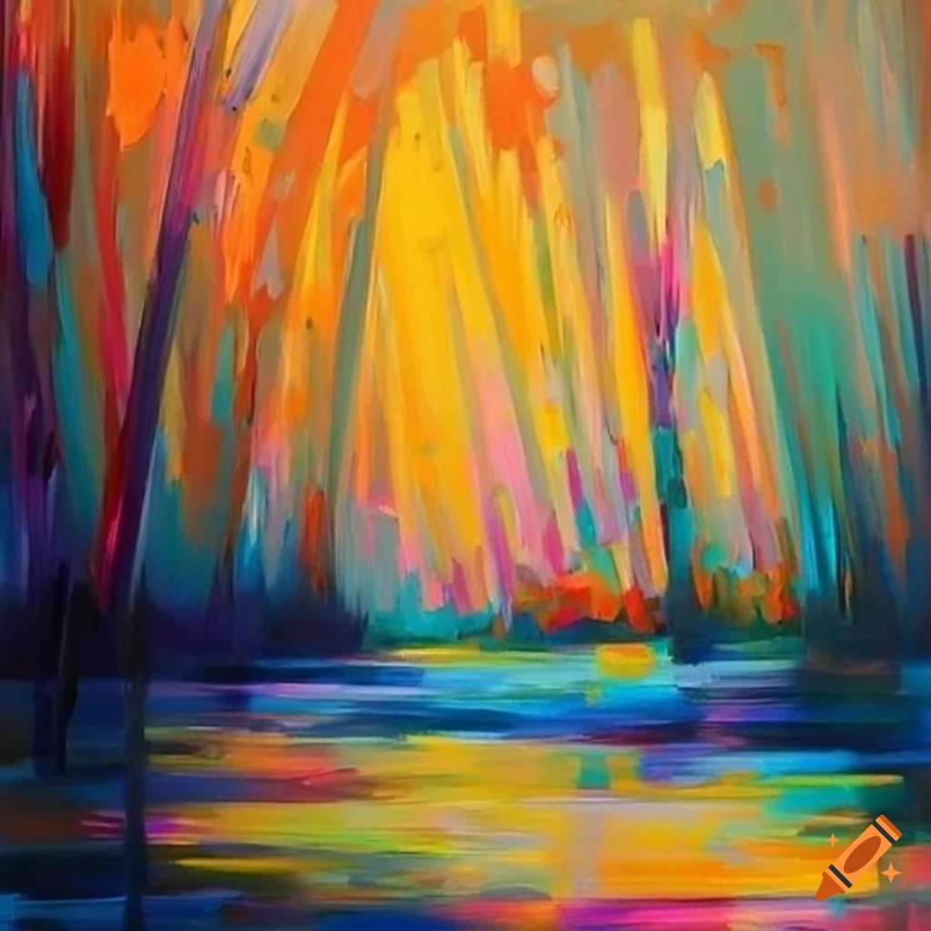 Abstract impressionist landscape painting on Craiyon