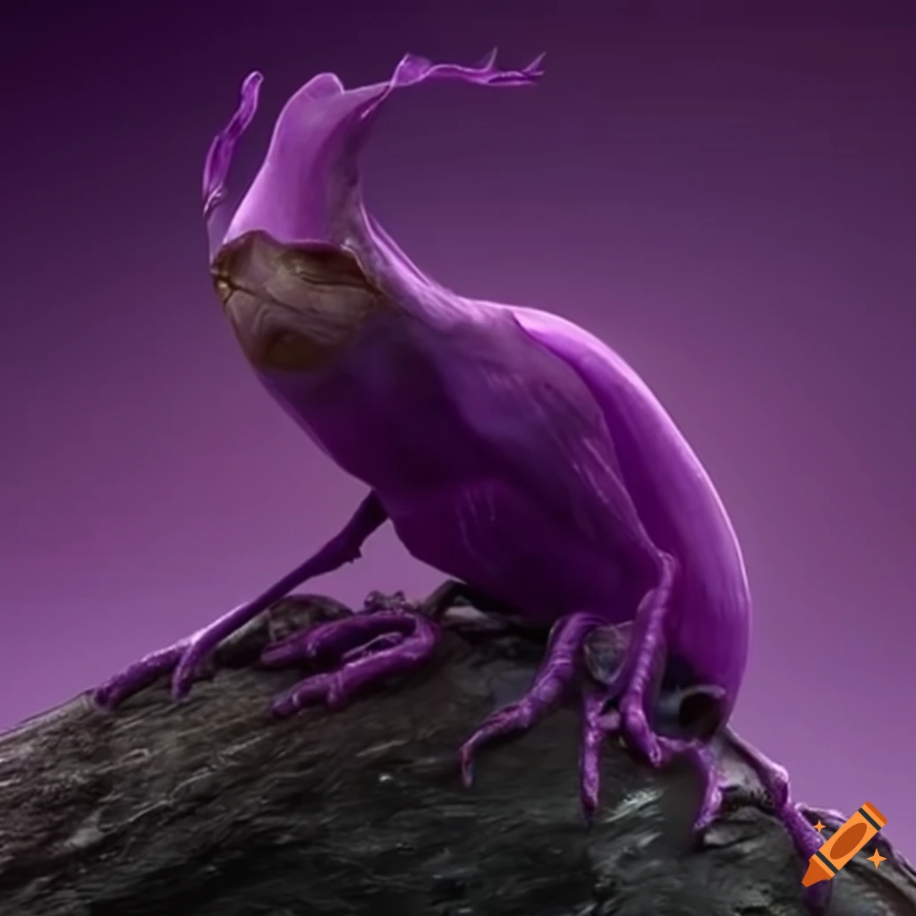 Planet inhabited by insectoid aliens with purple plants on Craiyon