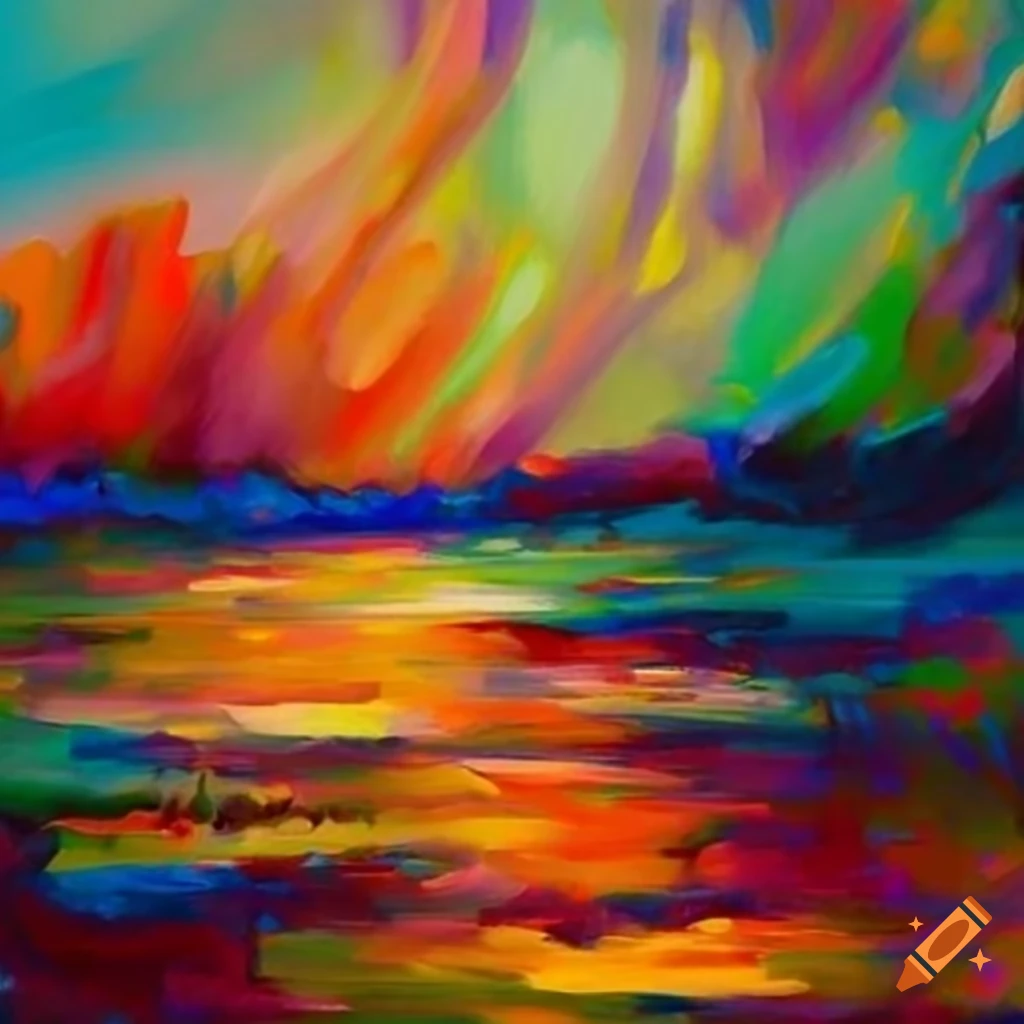 Abstract impressionist landscape painting on Craiyon