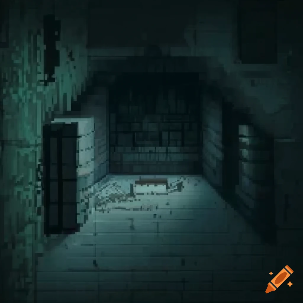 Realistic pixel art of a wall inside a bunker on Craiyon