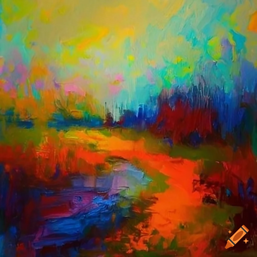 Abstract impressionist landscape art on Craiyon