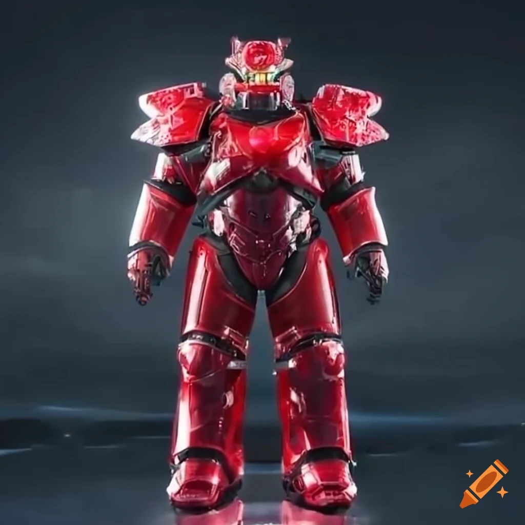 Red crystal power armor with jet pack turbines on Craiyon