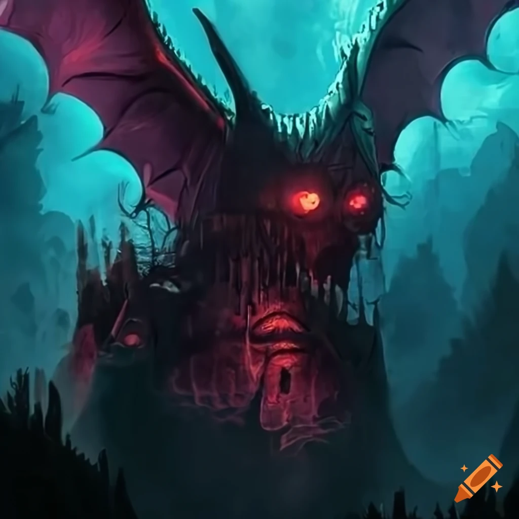 Bat winged castle on Craiyon