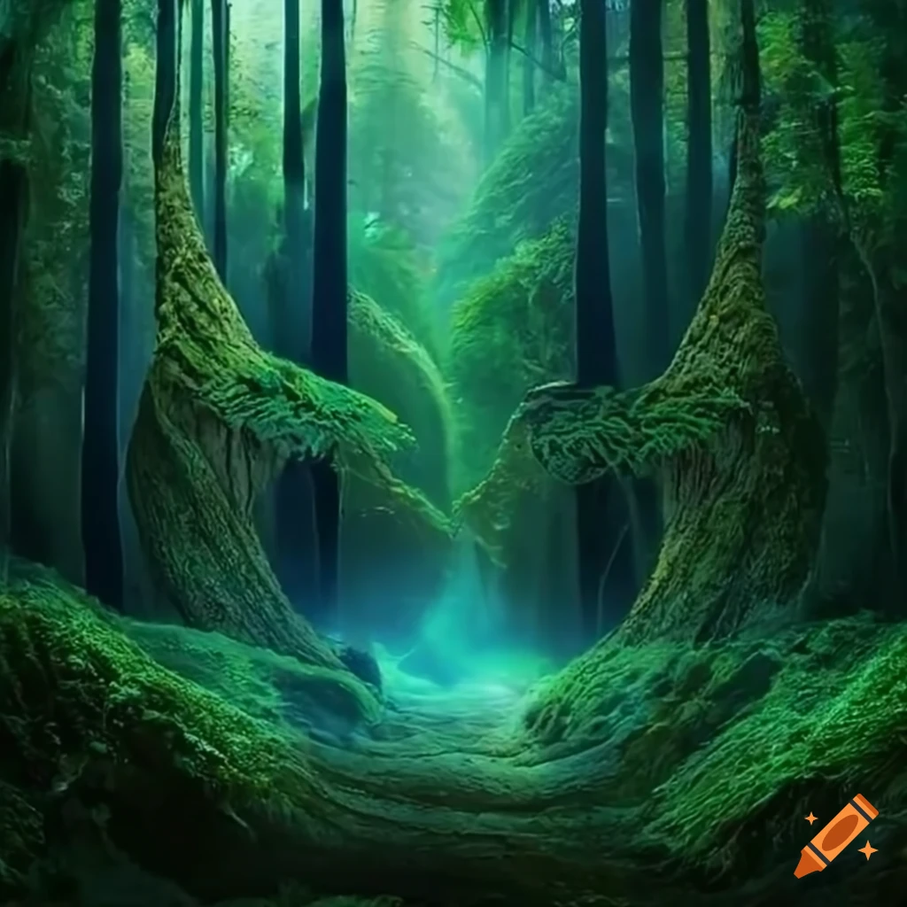 Enchanted emerald forest on Craiyon