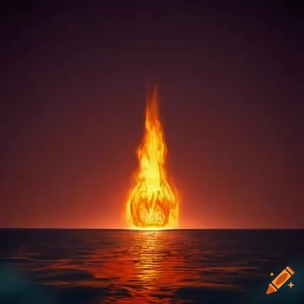Biblical depiction of the parting Red Sea with a pillar of fire on Craiyon