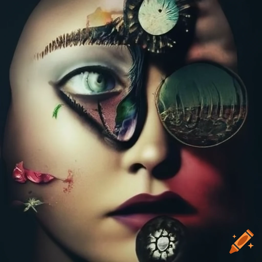 Surrealist collage artwork on Craiyon