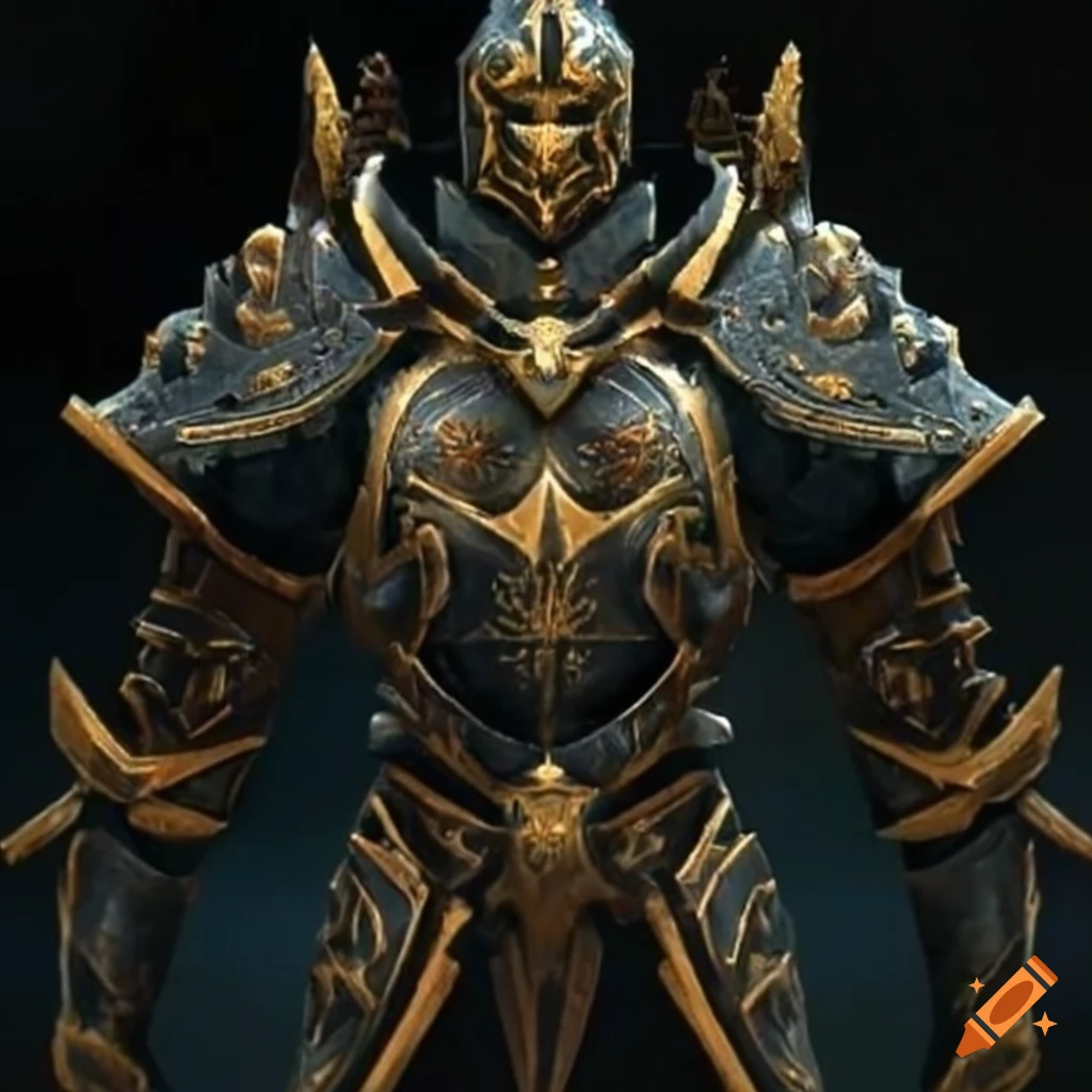 Exalted magic armor front view on Craiyon