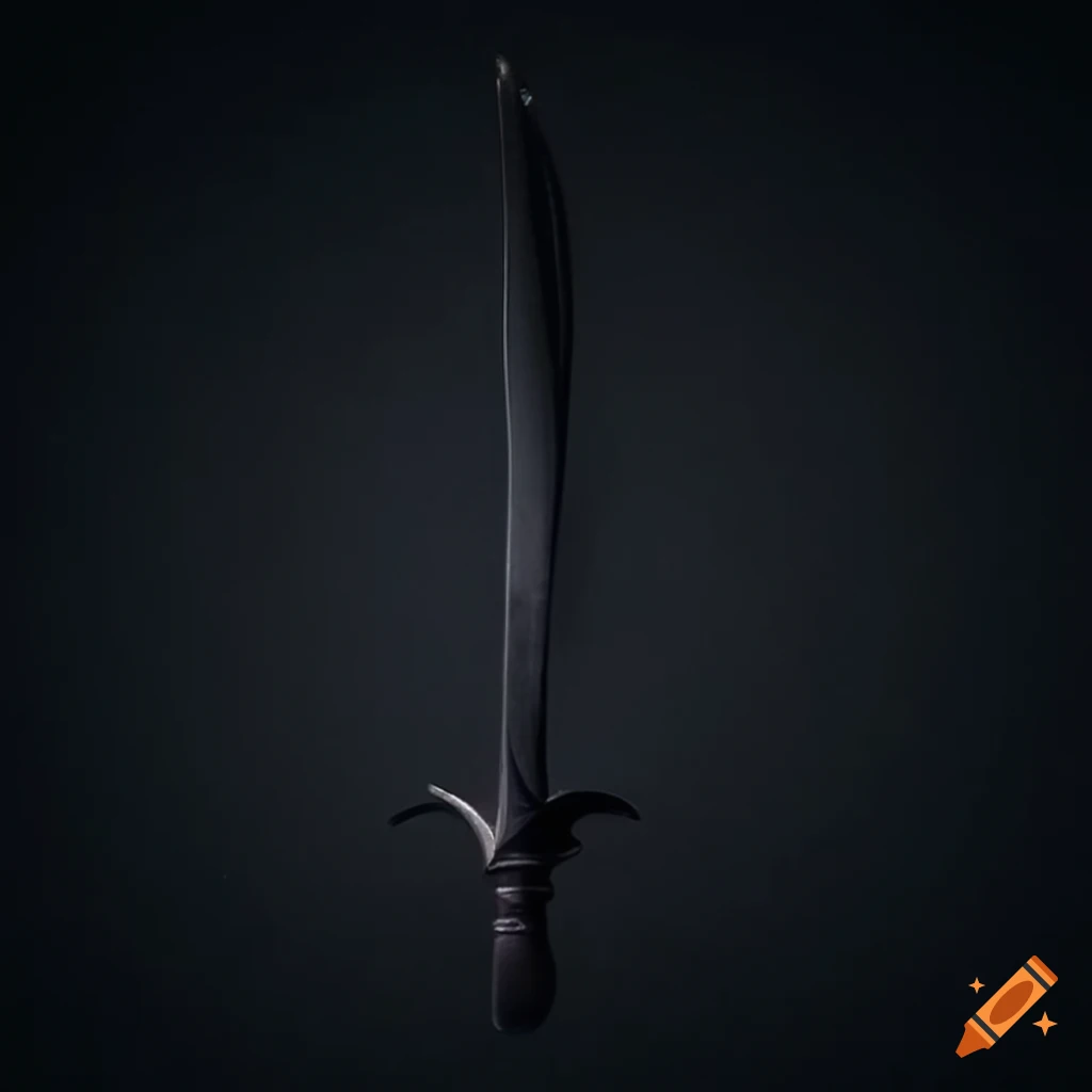 Black feather-bladed sword on Craiyon