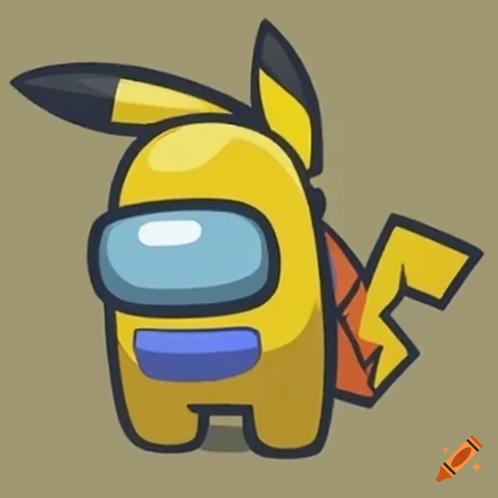 Pikachu with among us character on Craiyon