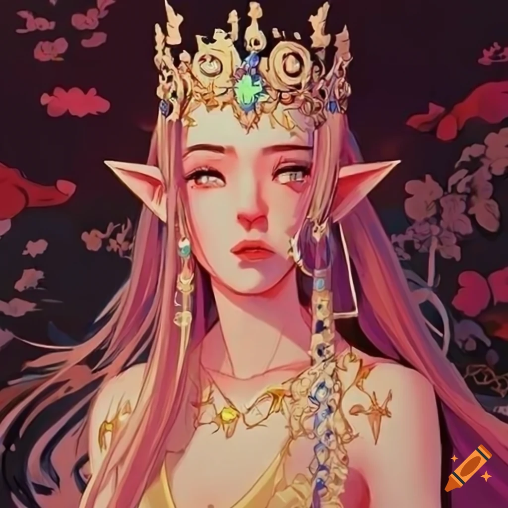 Retro anime elf empress with aesthetic vibes on Craiyon
