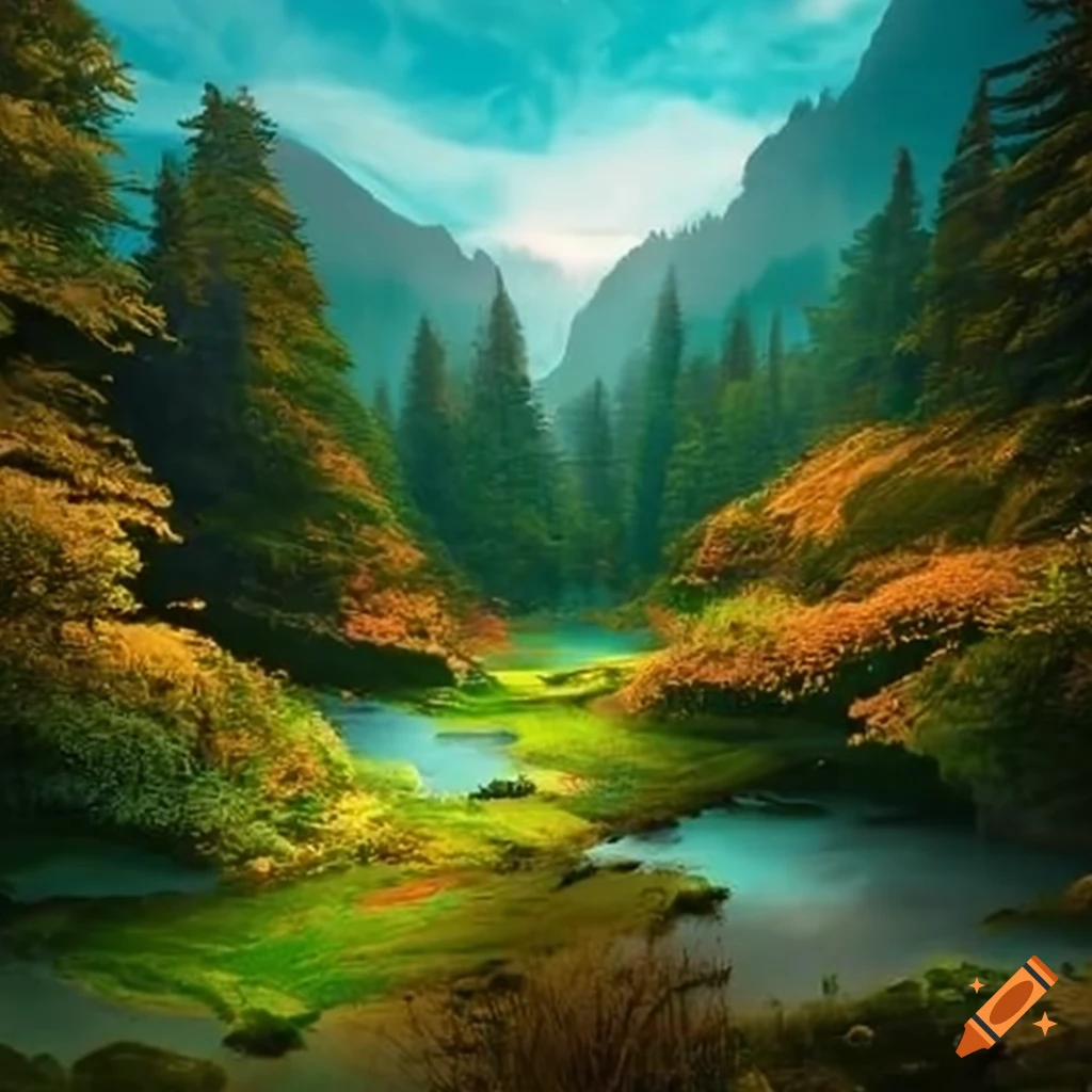 Unique landscape scenery on Craiyon