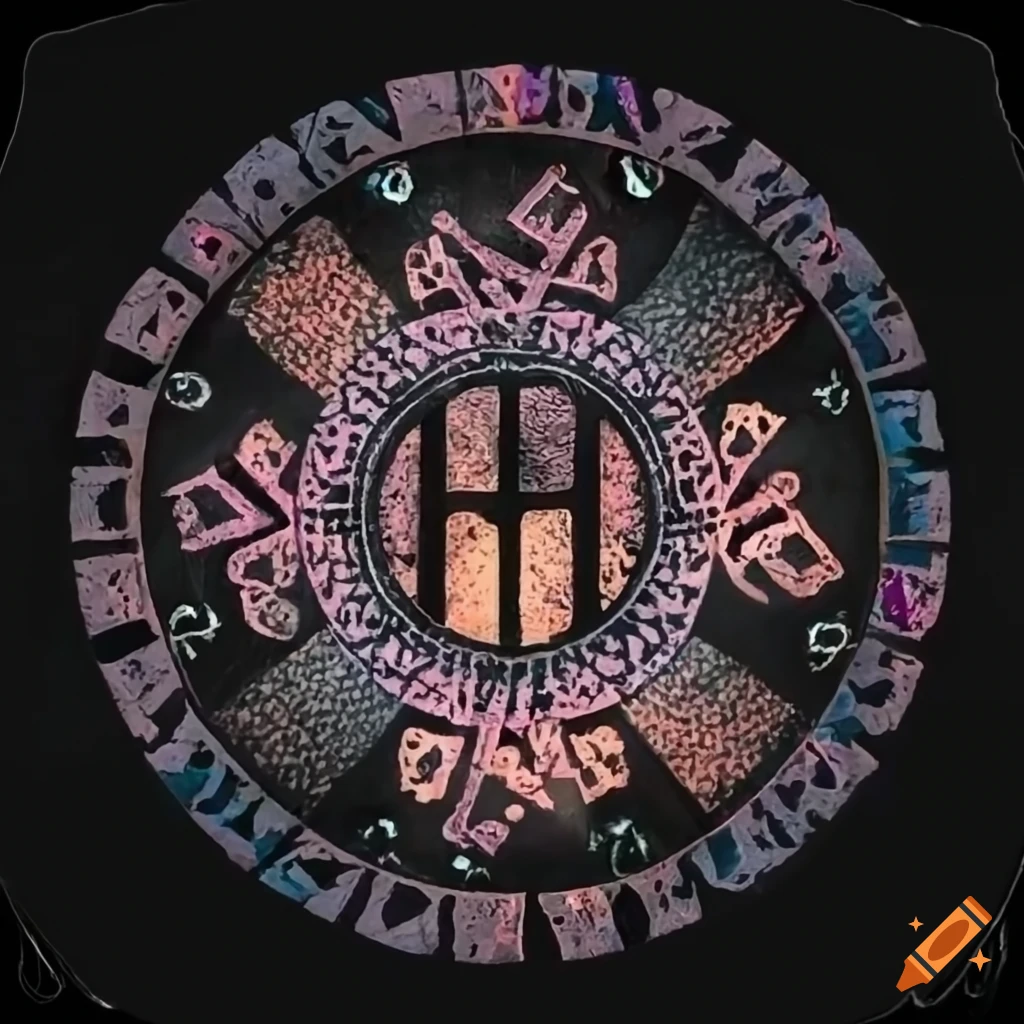 Ancient rune depicting the dawn of creation with a snake on Craiyon